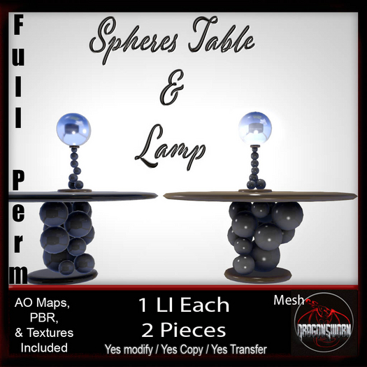 Second Life Marketplace - Full Perm Spheres Table and Lamp